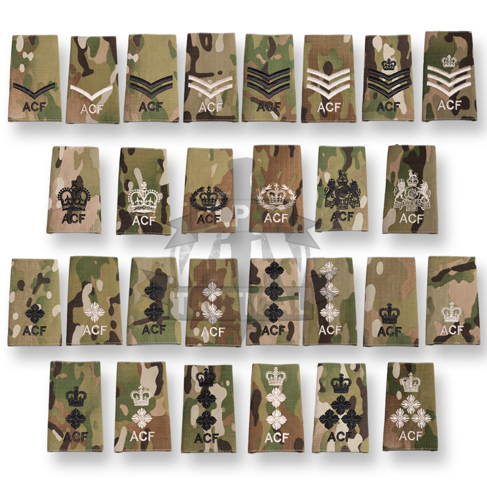 MULTICAM MTP OFFICIAL RANK SLIDE IVORY WHITE BLACK ACF CADET ARMY PATCH