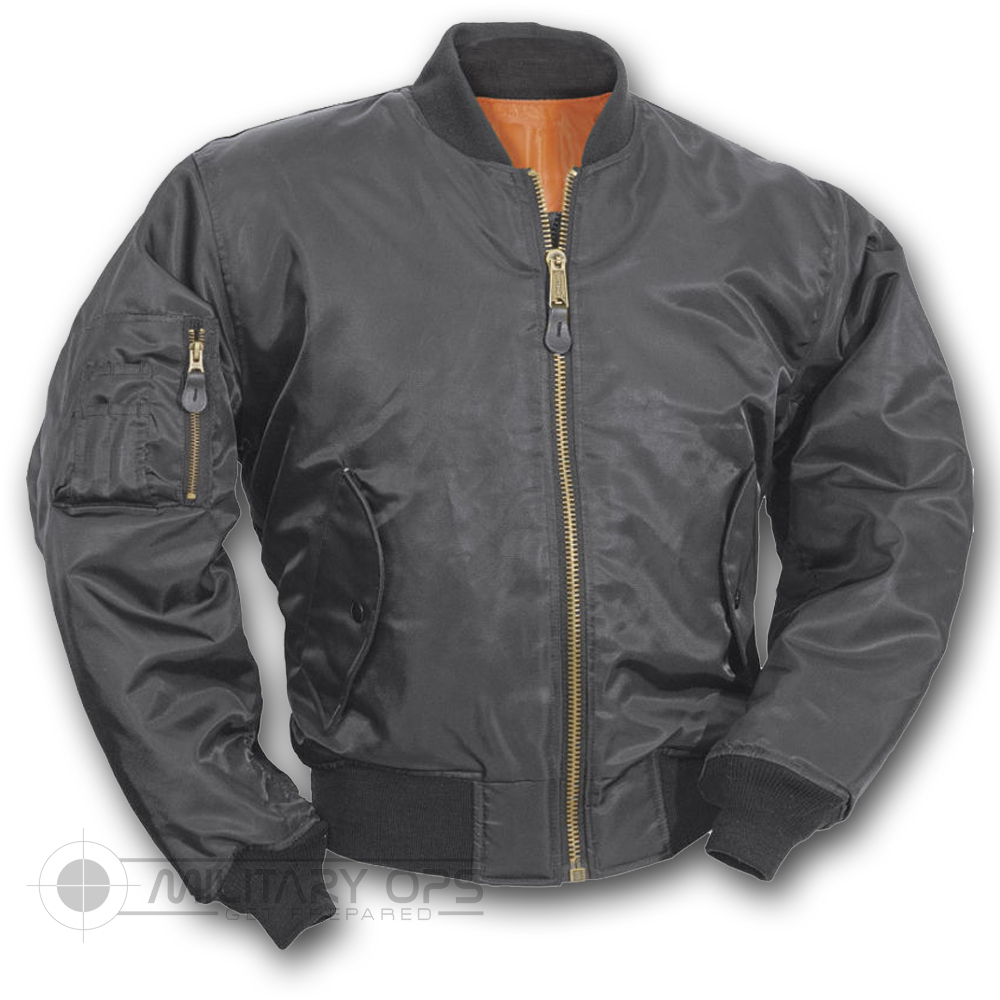 US MILITARY STYLE MA-1 FLIGHT BOMBER JACKET BLACK PUNK SKINHEAD MOD